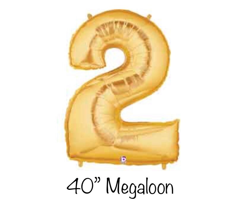 Gold Number 2 Balloon | Gold Second Birthday Balloons | Mylar Number ...