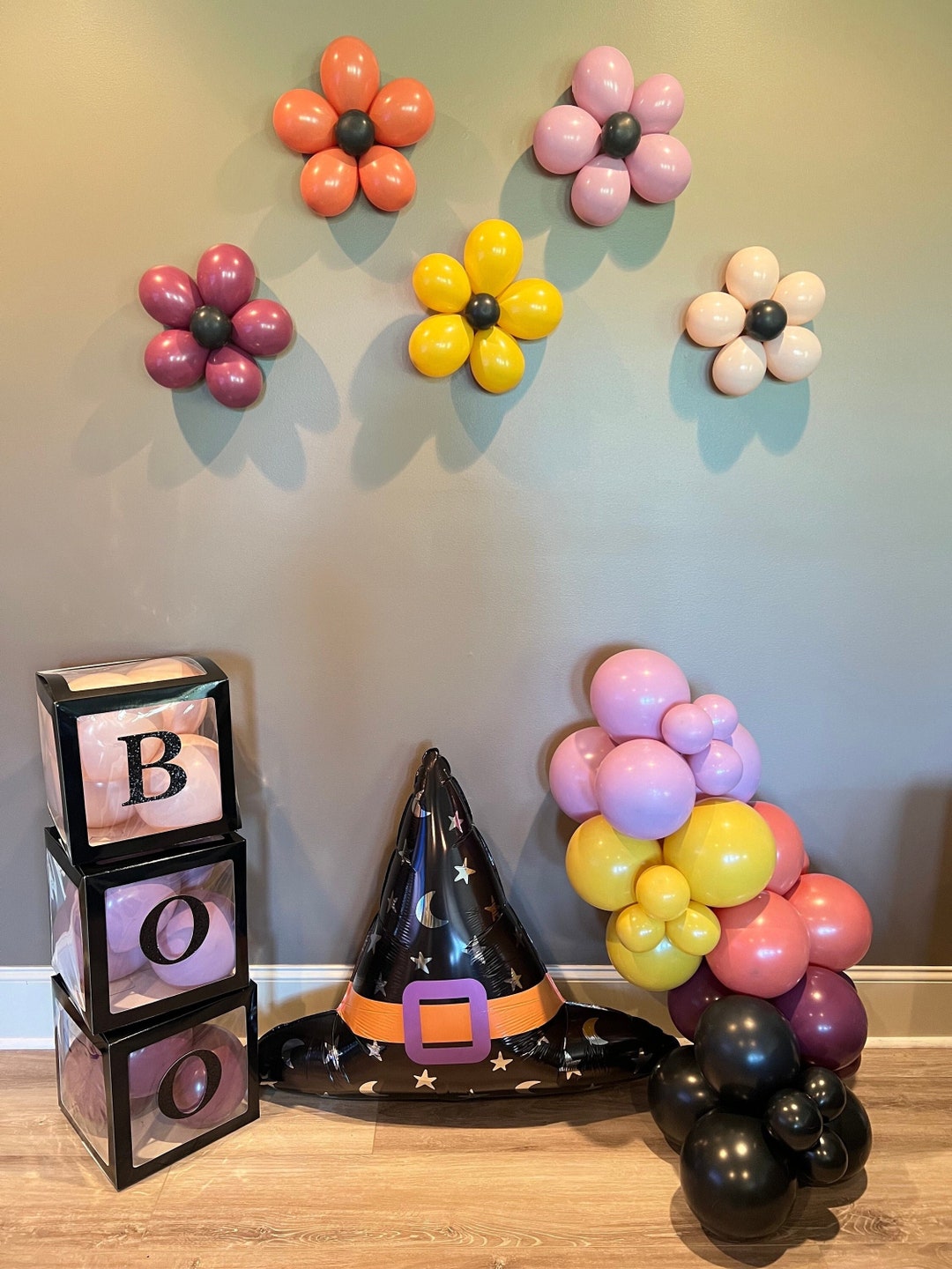 Black BOO Balloon Boxes | A Little BOO is on the Way Baby Shower Blocks ...