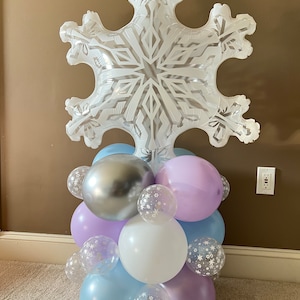 Snowflake Balloon Tower Kit | Winter Wonderland Birthday Decor | Snow ...
