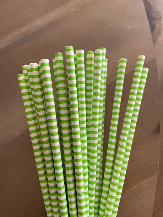 Lime Green Straws Green Striped Straws Citrus Baby Shower | Etsy