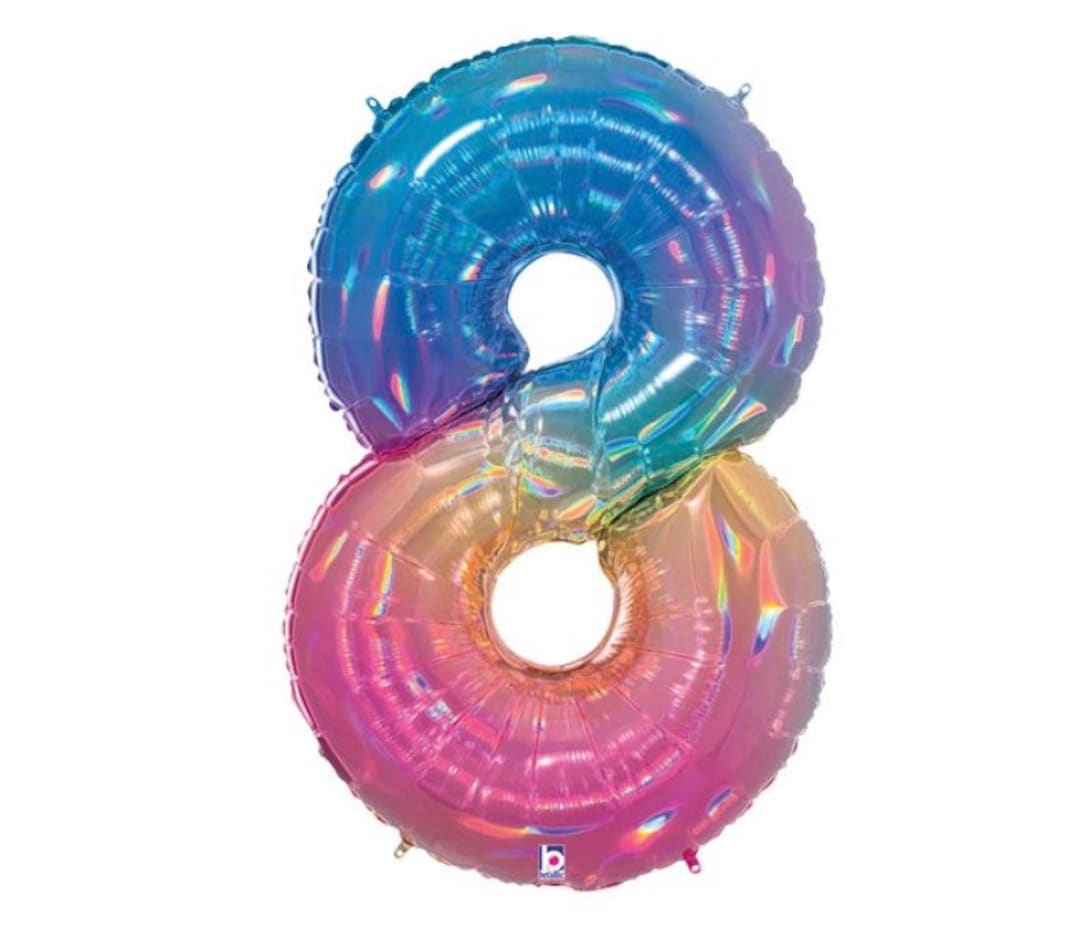 Rainbow Number 8 Balloon Rainbow Eighth Birthday Balloons Mylar Number ...