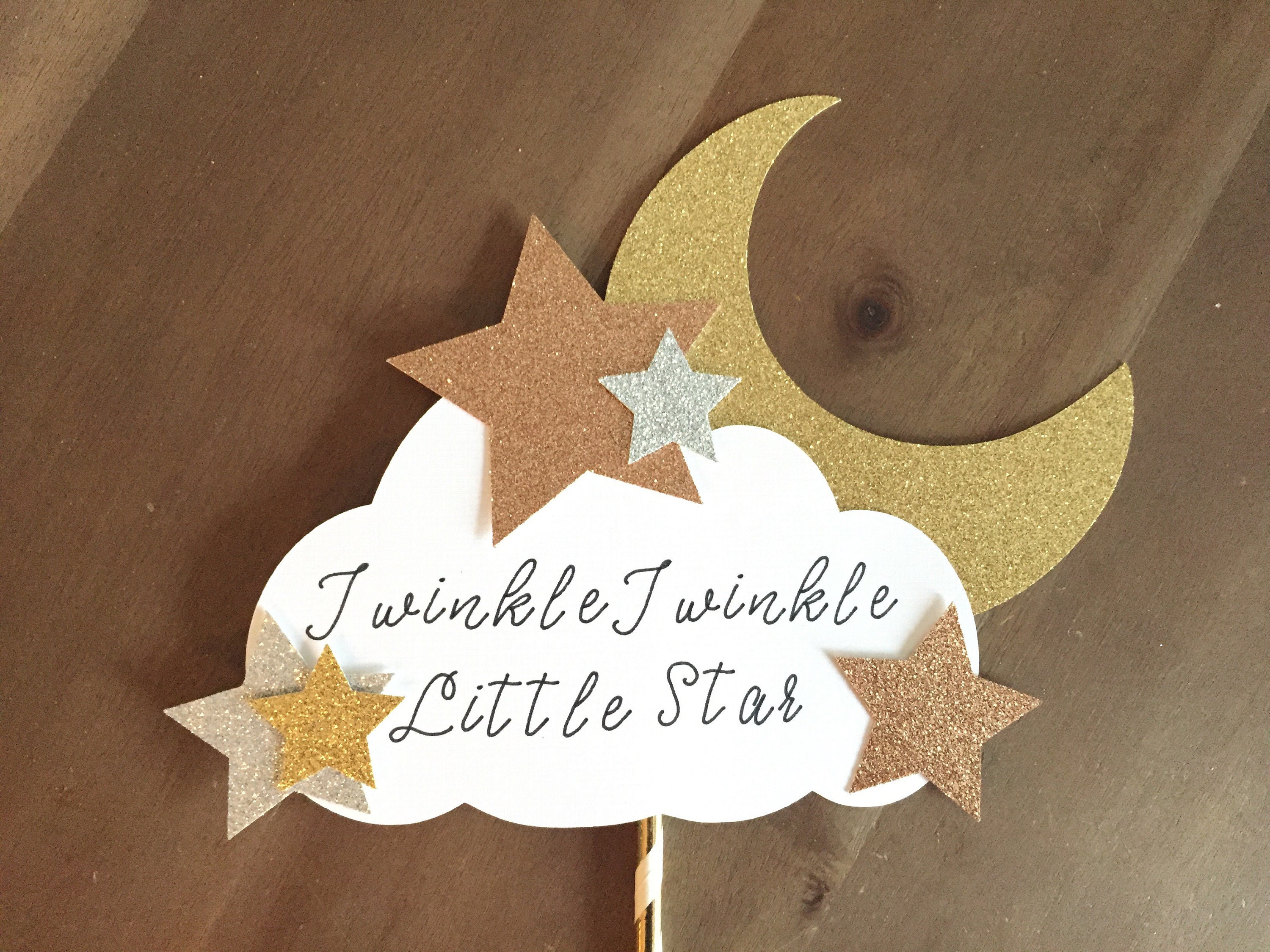 Twinkle Little Star Cake Topper | Rose Gold Baby Shower Decor | Girl ...
