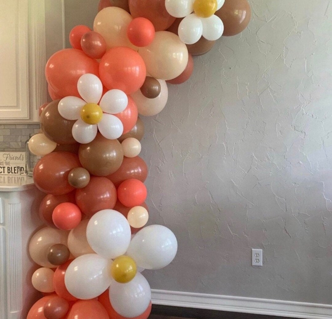 Boho Balloon Garland | Daisy Balloons Boho Baby Shower | Orange Boho ...
