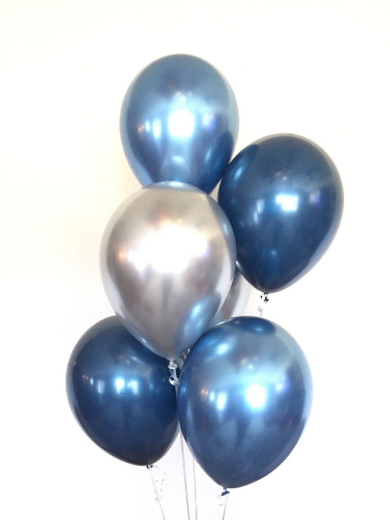 Globos azules cromados / Globos azul marino y plateado / - Etsy España