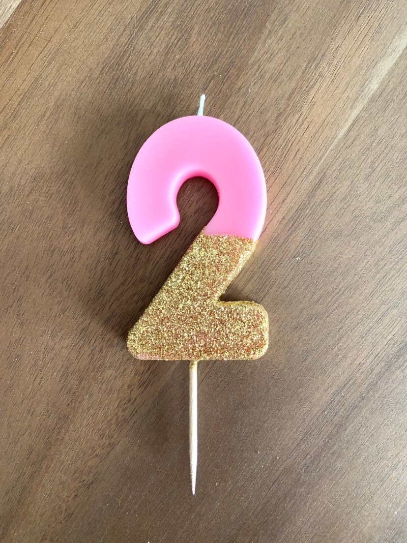Pink Birthday Candle | Pink Number 2 Candle | Pink Blush Cake Candles ...