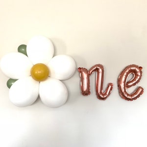 White Flower One Balloons Groovy One Balloons Rose Gold Script Balloons ...