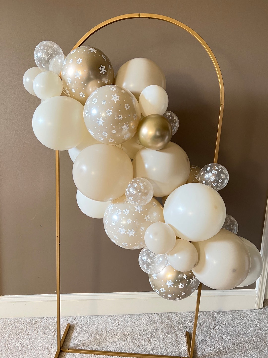 Cream and Gold Snowflake Balloon Garland | Beige Baby It's Cold Outside ...