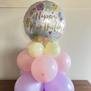 Boho Happy Birthday Balloon Centerpiece | Spring Birthday Balloons ...
