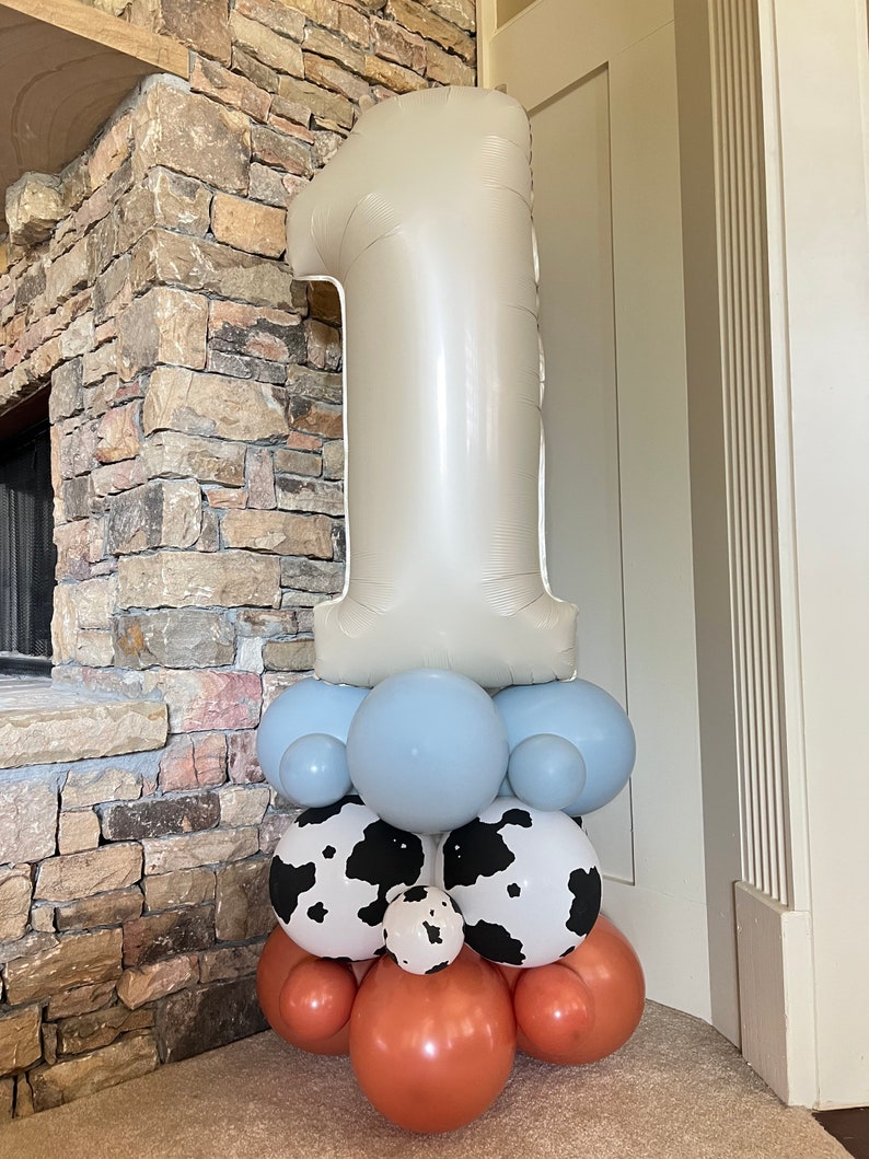 Cow Print Balloon Tower Kit First Rodeo Barnyard Balloon - Etsy