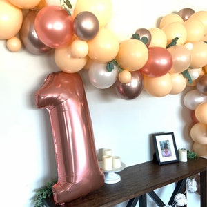 Rose Gold Number 1 Balloon Rose Gold First Birthday Balloons Mylar ...