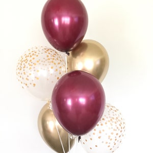 Burgundy and Gold Balloons | Burgundy Wedding Decor | Burgundy Birthday ...