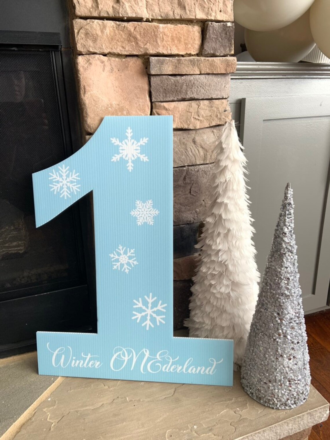Blue Number 1 Yard Sign Winter Onederland First Birthday - Etsy