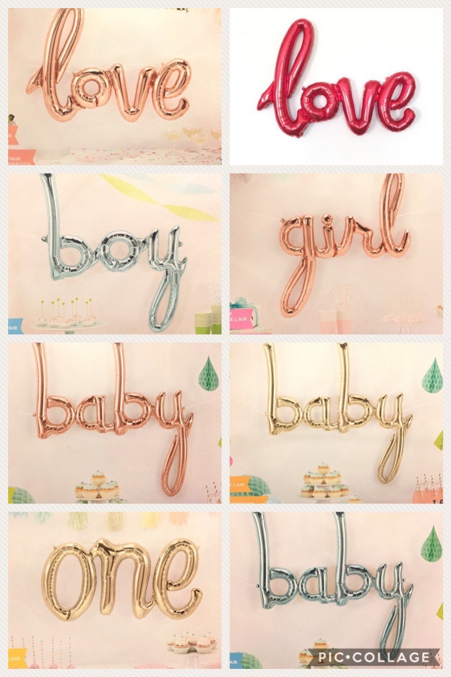 Love Script Balloon, Baby Script Balloon, One Birthday Balloon, Rose ...