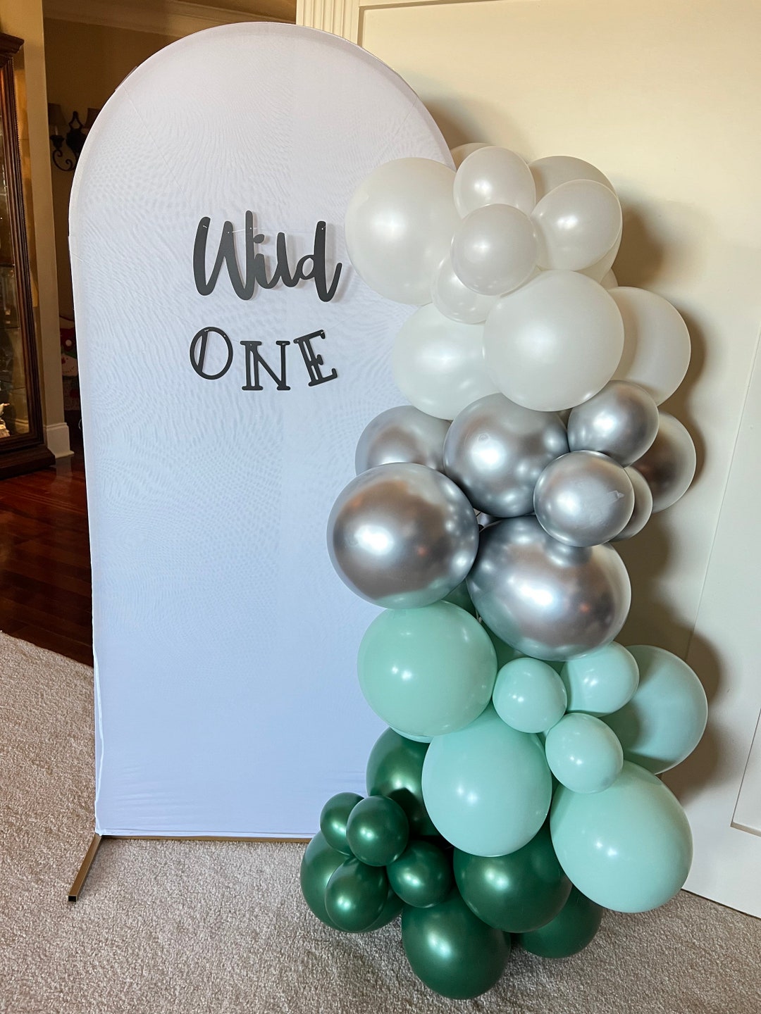 Woodland Balloon Garland | Forest Green and White Balloons | Winter ...