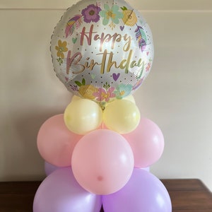Boho Happy Birthday Balloon Centerpiece | Spring Birthday Balloons ...