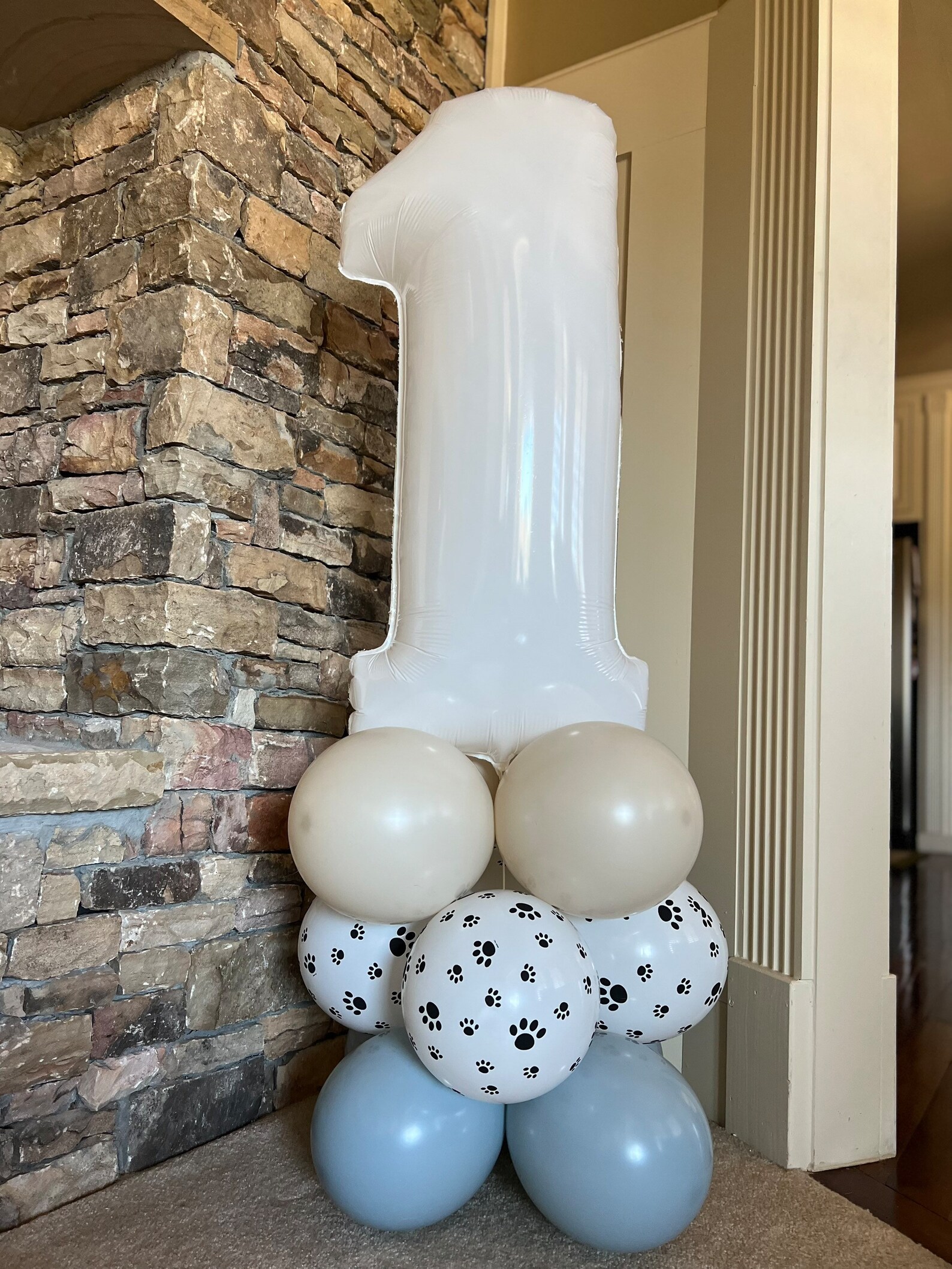Paw Print Balloon Tower Kit | Dog Balloon Centerpiece | Blue and Beige ...