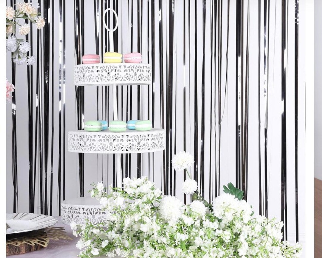 Black Fringe Curtains | Black Foil Curtains | Black Birthday Party ...