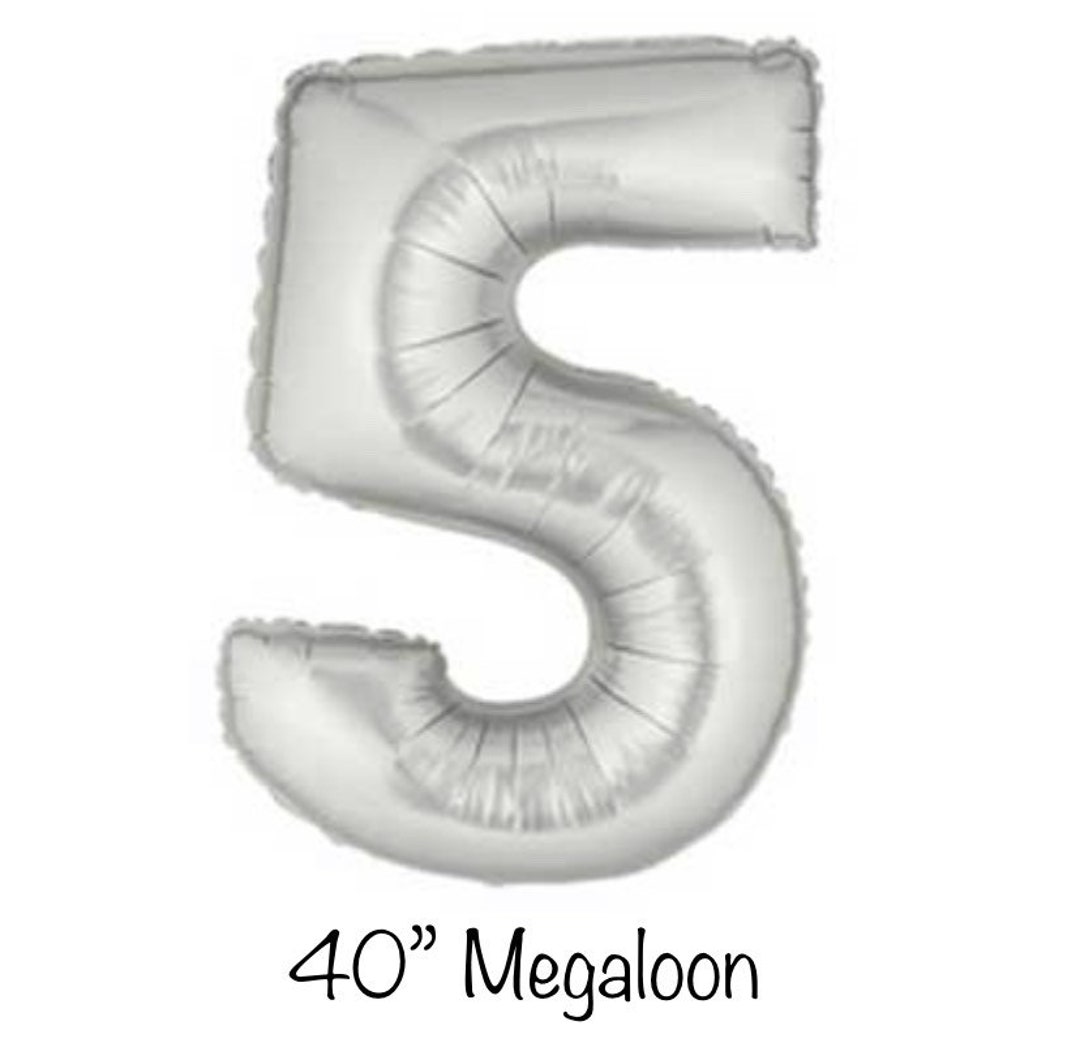 Silver Number 5 Balloon | Fifth Birthday Balloons | Mylar Number ...