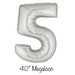 Silver Number 5 Balloon Fifth Birthday Balloons Mylar Number Balloons ...