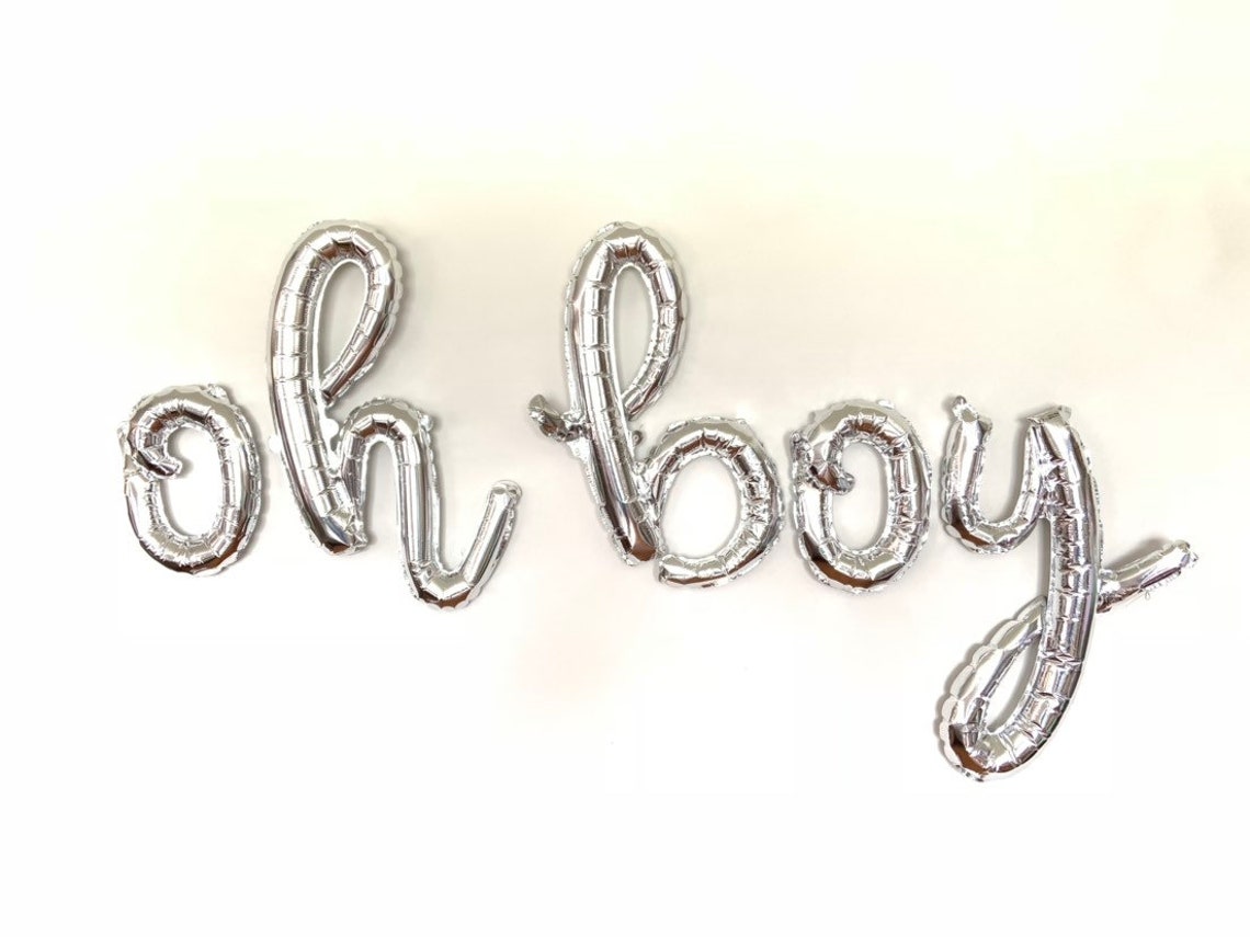 Oh Boy Balloons | Silver Baby Shower Decor | Silver Oh Boy Sign ...