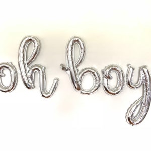 Oh Boy Balloons | Silver Baby Shower Decor | Silver Oh Boy Sign ...