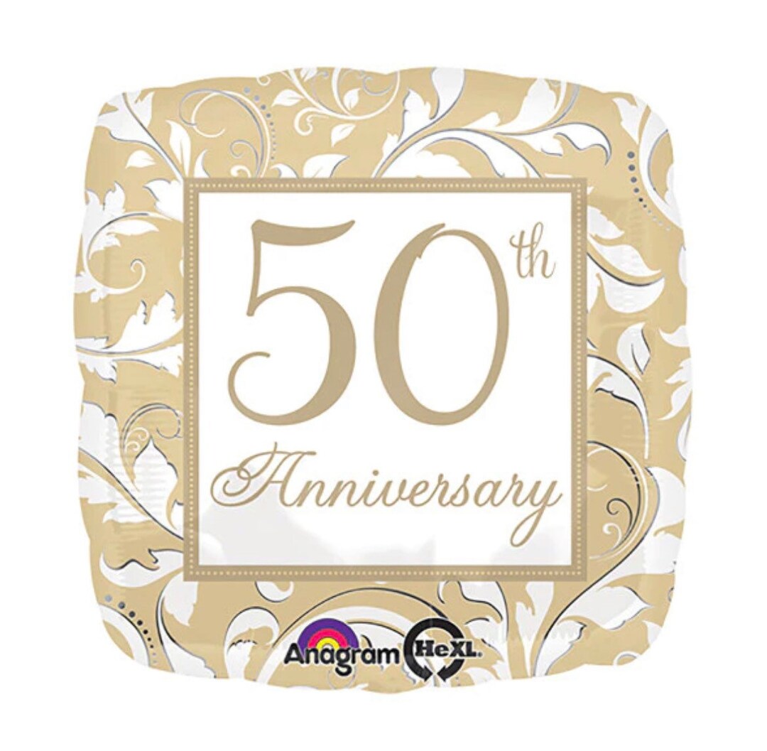 Happy 50th Anniversary Balloons | Golden Anniversary Party Decor | 50th ...