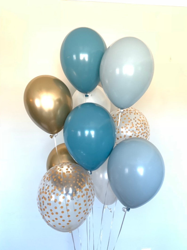 Steel and Fog Balloons Blue and Gold Balloons Something - Etsy