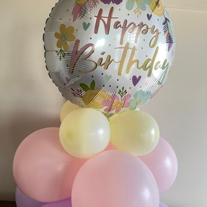 Boho Happy Birthday Balloon Centerpiece | Spring Birthday Balloons ...