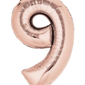 Rose Gold Number 9 Balloon | Ninth Birthday Party Decor | 34" Mylar ...