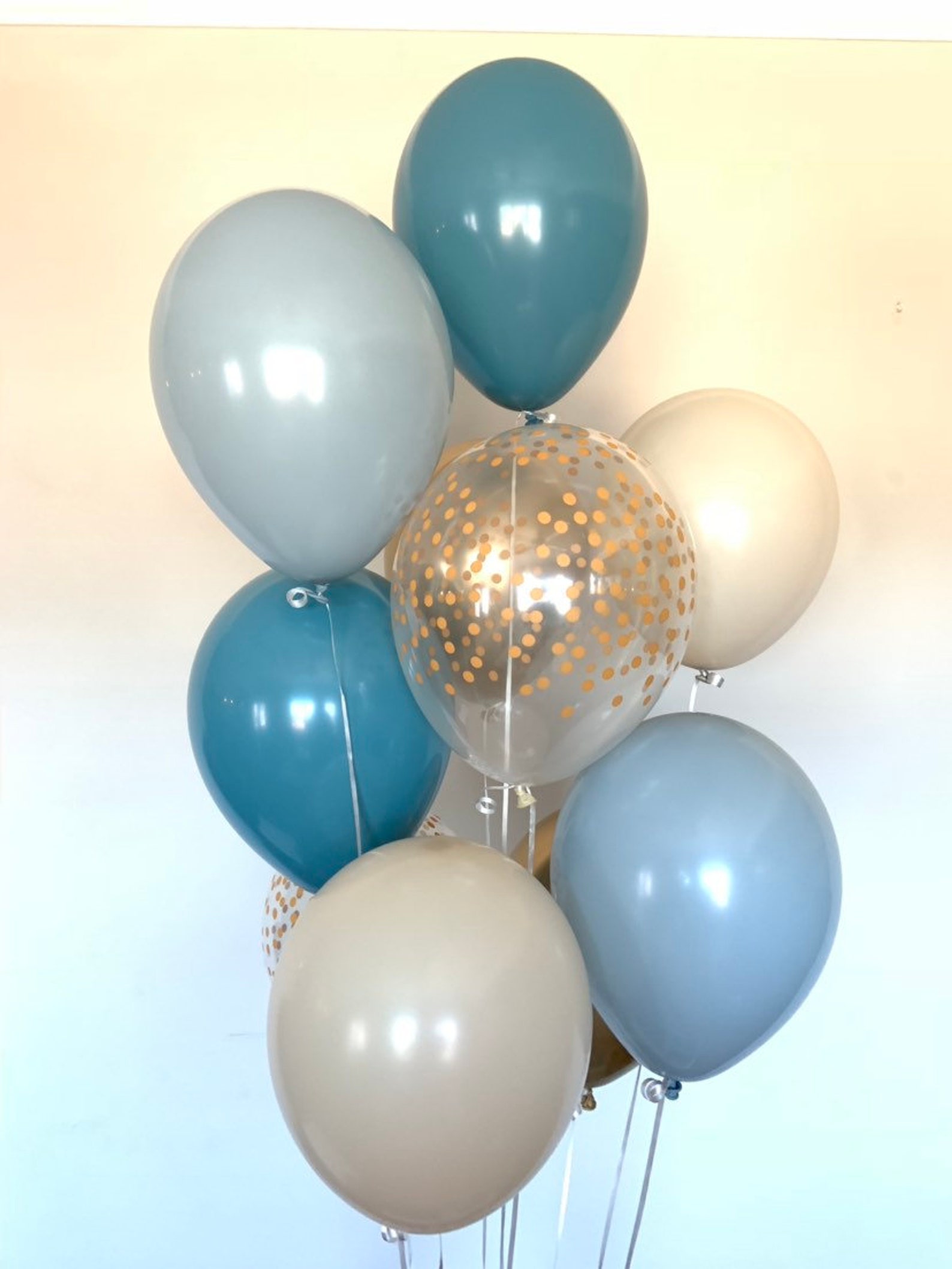Steel and Fog Balloons Blue and Gold Balloons Something | Etsy