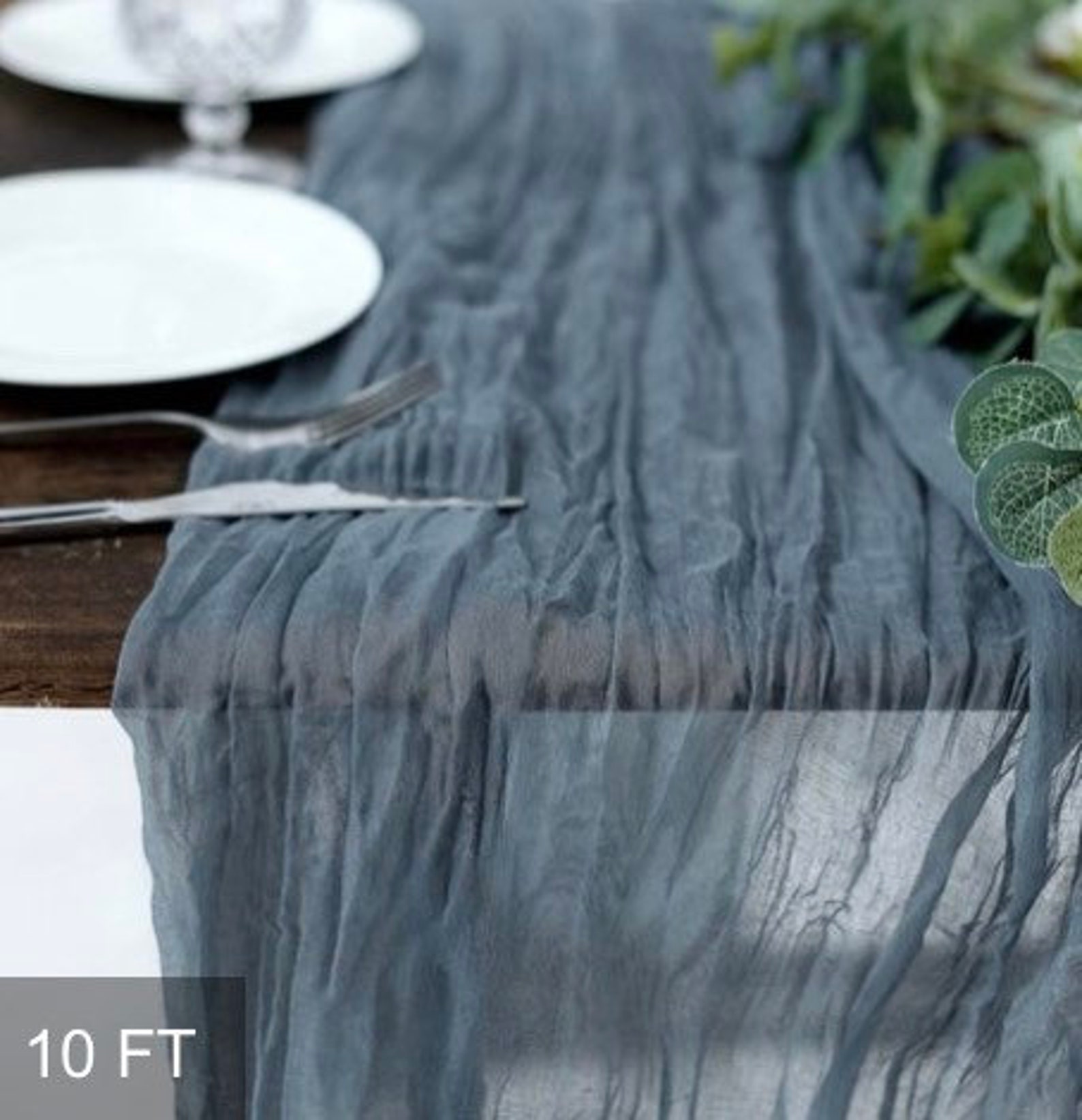 Dusty Blue Gauze Table Runner Slate Blue Arbor Decor Slate - Etsy