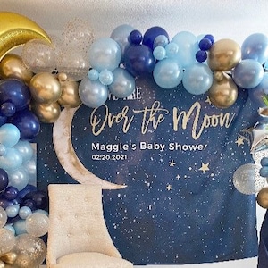 Over the Moon Balloons Blue Twinkle Little Star Baby Shower | Etsy