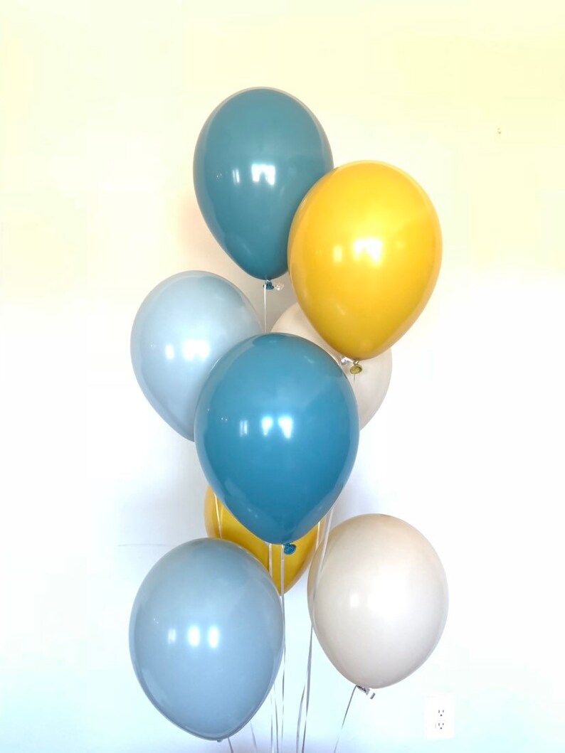 Steel and Fog Balloons Blue and Gold Balloons Something - Etsy