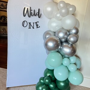 Woodland Balloon Garland | Forest Green and White Balloons | Winter ...