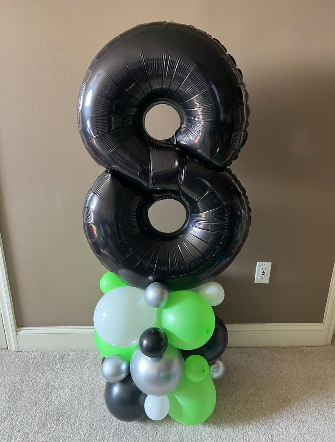 Gamer Balloon Tower Kit | Neon Green and Black Balloons | Level up ...