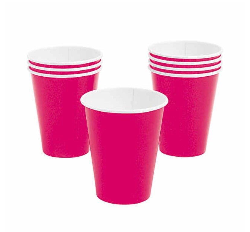 Hot Pink Cups | Pink Graduation Party Decor | Hit Pink Paper Cups ...