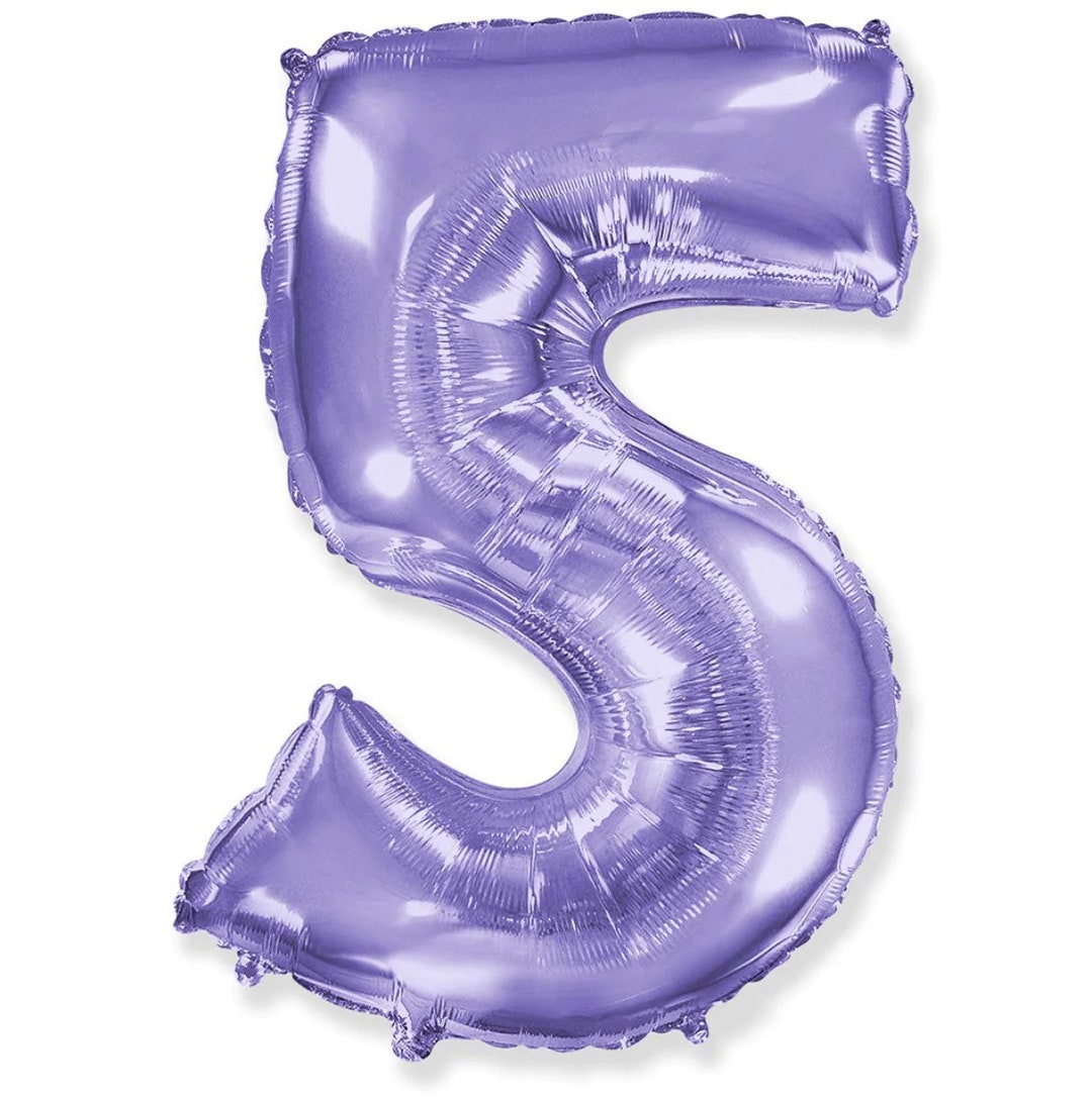 Lilac Number 5 Balloon | Lavender Fifth Birthday Balloons | Mylar ...