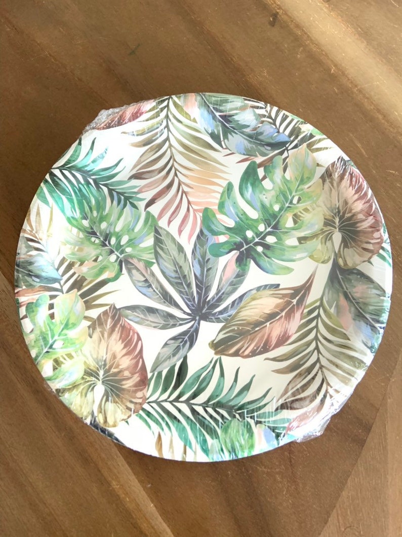Tropical Plates Tropical Party Decor Green Leaf Plates | Etsy
