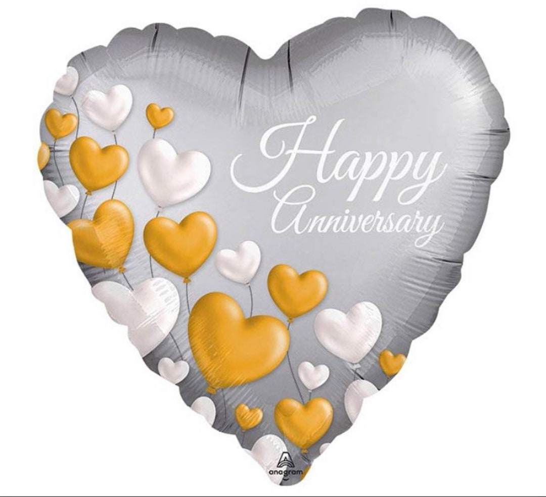 Happy Anniversary Balloons | Golden Anniversary Party Decor | Silver ...