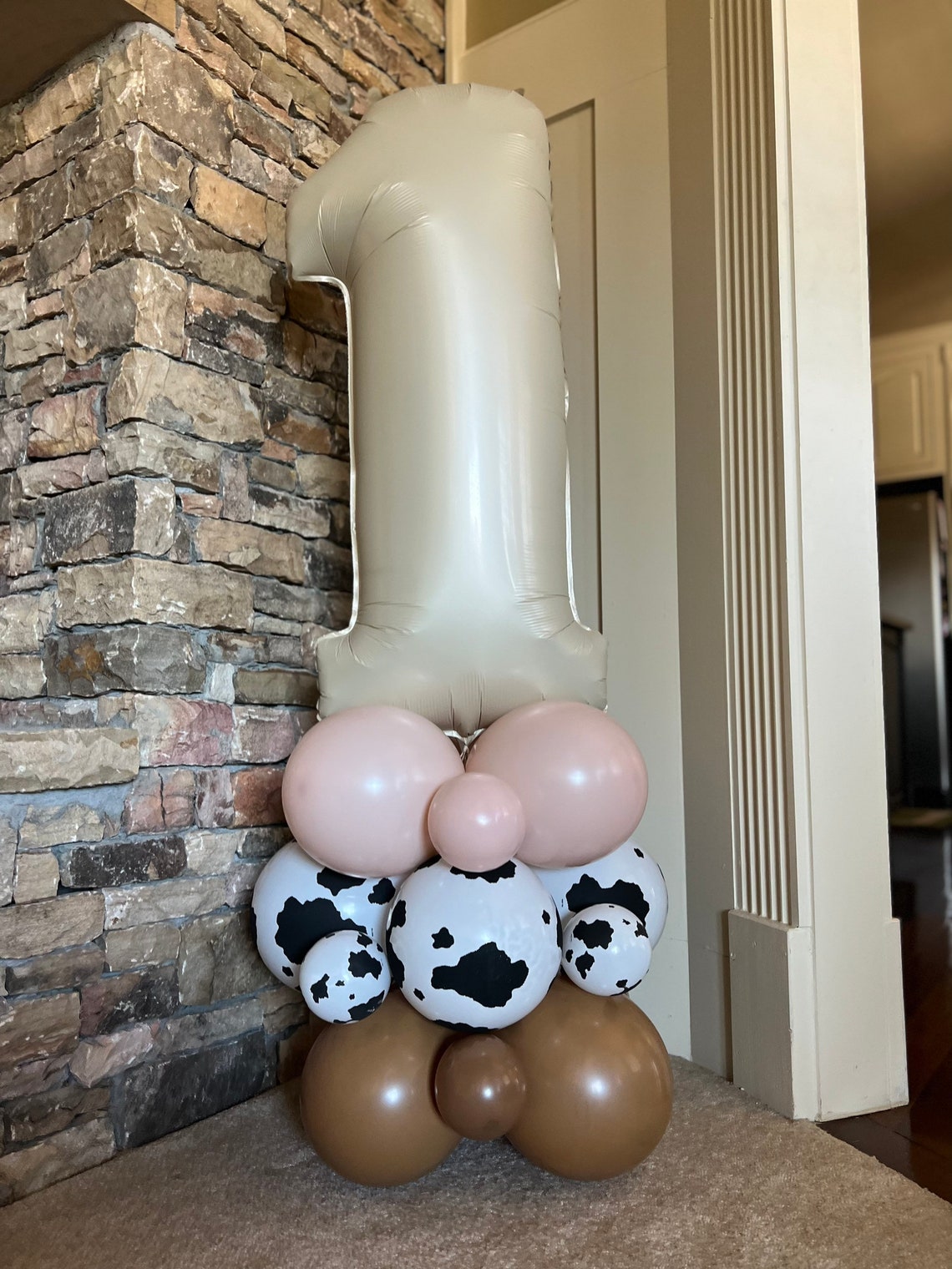 Cow Print Balloon Tower Kit Blush Barnyard Balloon Tower - Etsy