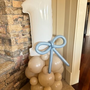 Dusty Blue Bow Balloon Tower Kit | Blue Bow Birthday Balloons | Blue ...
