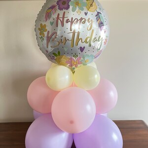 Boho Happy Birthday Balloon Centerpiece | Spring Birthday Balloons ...