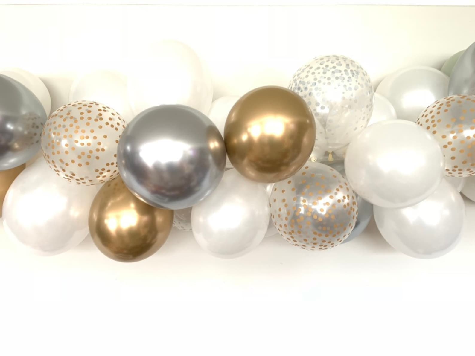 White Silver and Gold Balloon Garland DIY Kit Silver and | Etsy