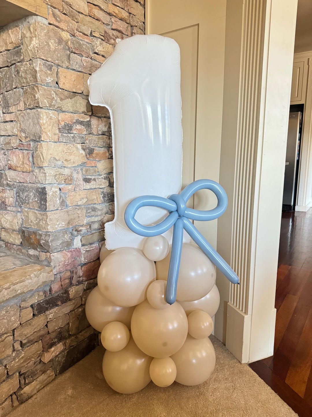 Dusty Blue Bow Balloon Tower Kit | Blue Bow Birthday Balloons | Blue ...