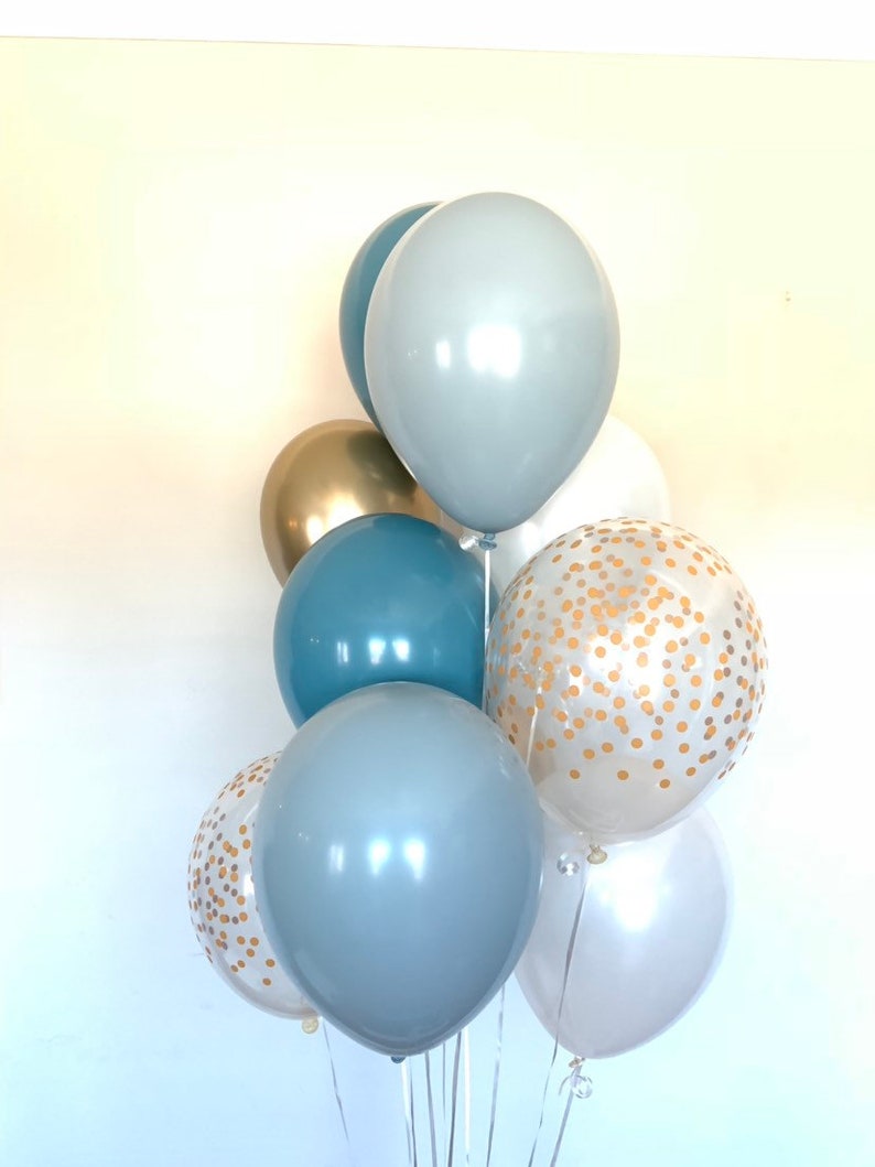Steel and Fog Balloons Blue and Gold Balloons Something - Etsy