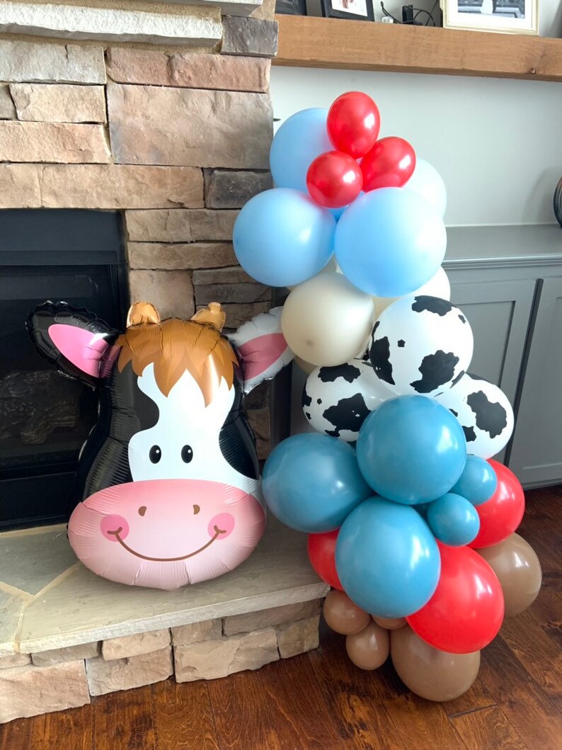 Red and Blue Barnyard Balloon Garland Farm Balloons Oink - Etsy