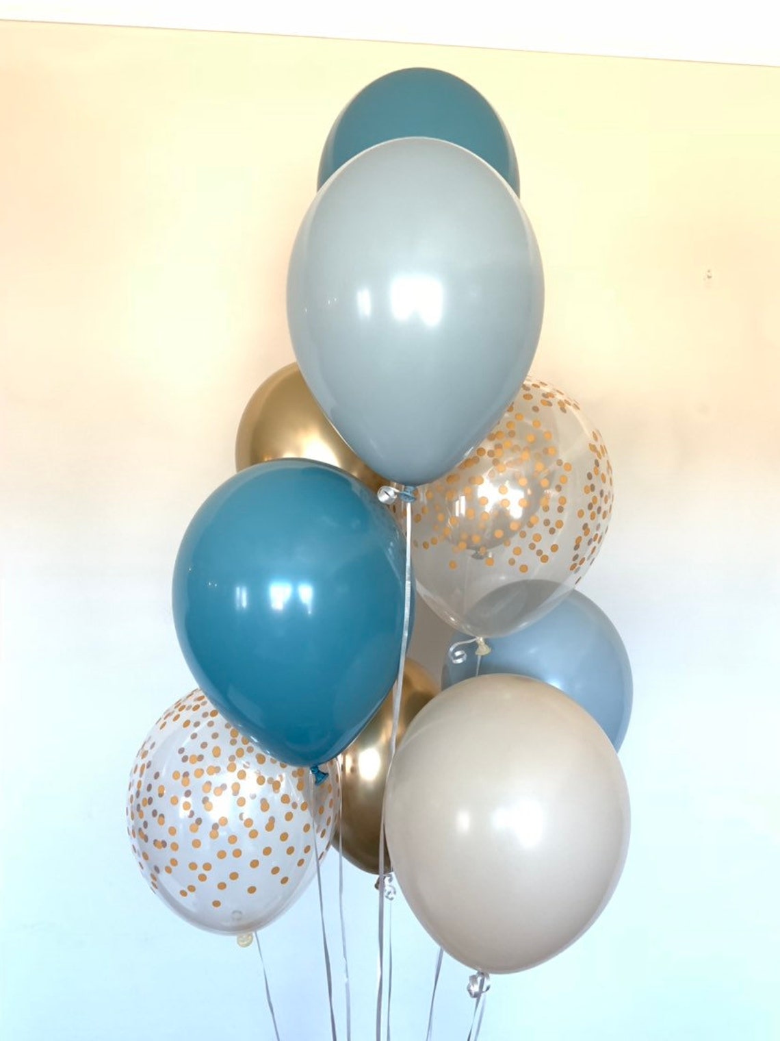 Steel and Fog Balloons Blue and Gold Balloons Something | Etsy