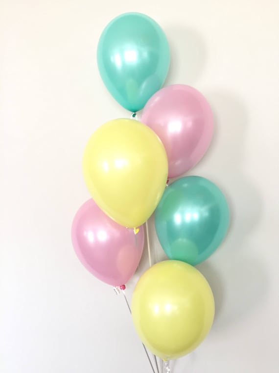 Mint Pink and Yellow Balloon Bouquet Pink and Mint Balloon - Etsy
