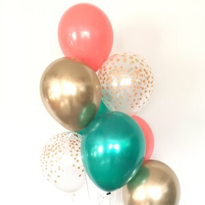 Coral Balloons | Coral and Green Balloons | Tropical Bridal Shower ...