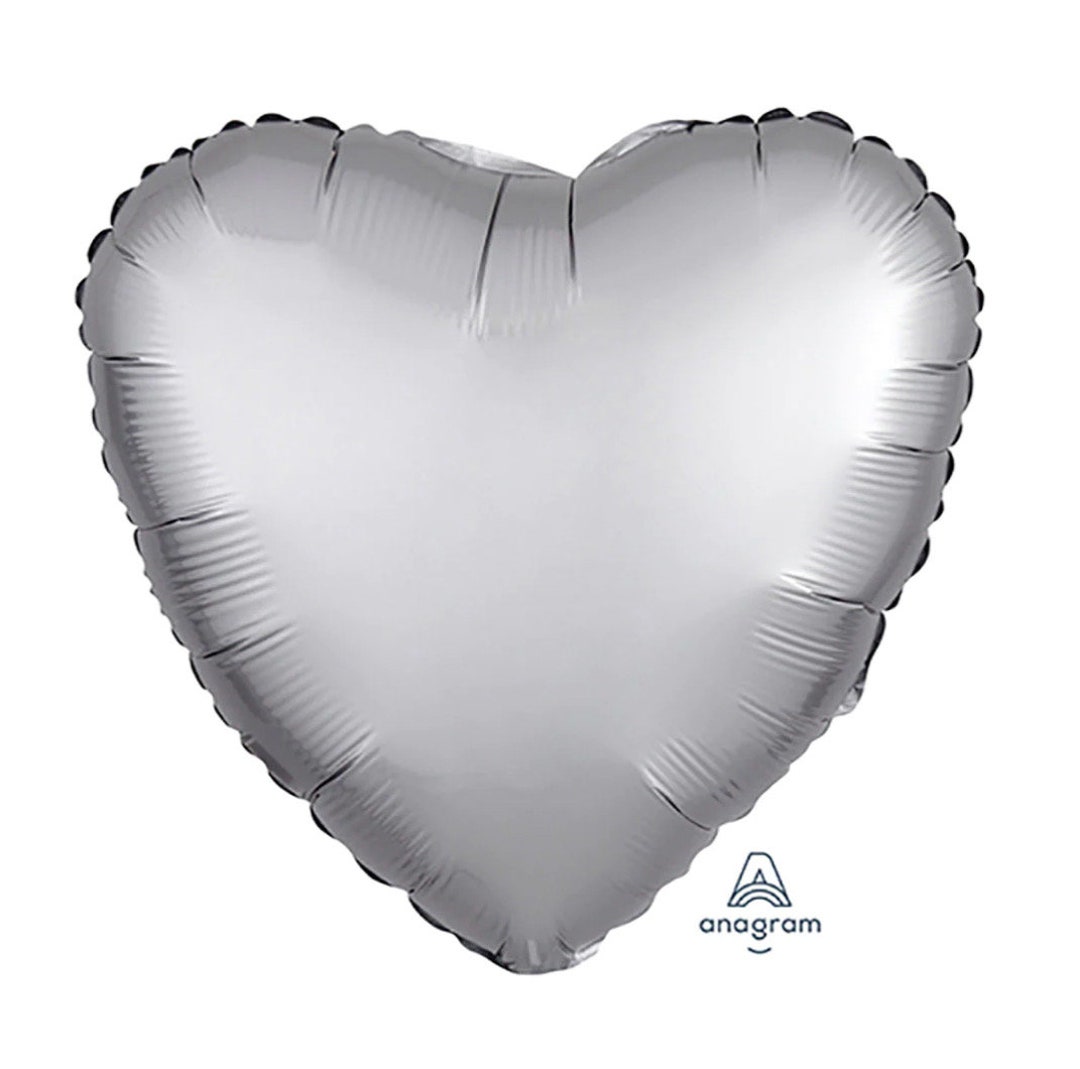 Satin Silver Heart Balloons | Platinum Mylar Heart Balloons | It’s A ...